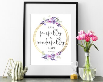 Christian Nursery Wall Art Fearfully and Wonderfully Made - Etsy
