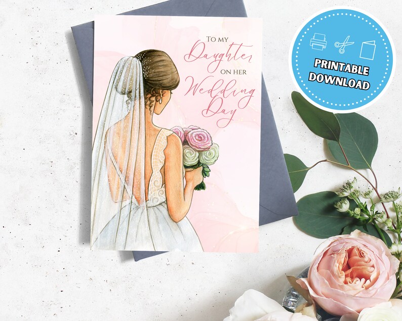 To My Daughter on Your Wedding Day Card, 5x7 Printable Blank Greeting ...