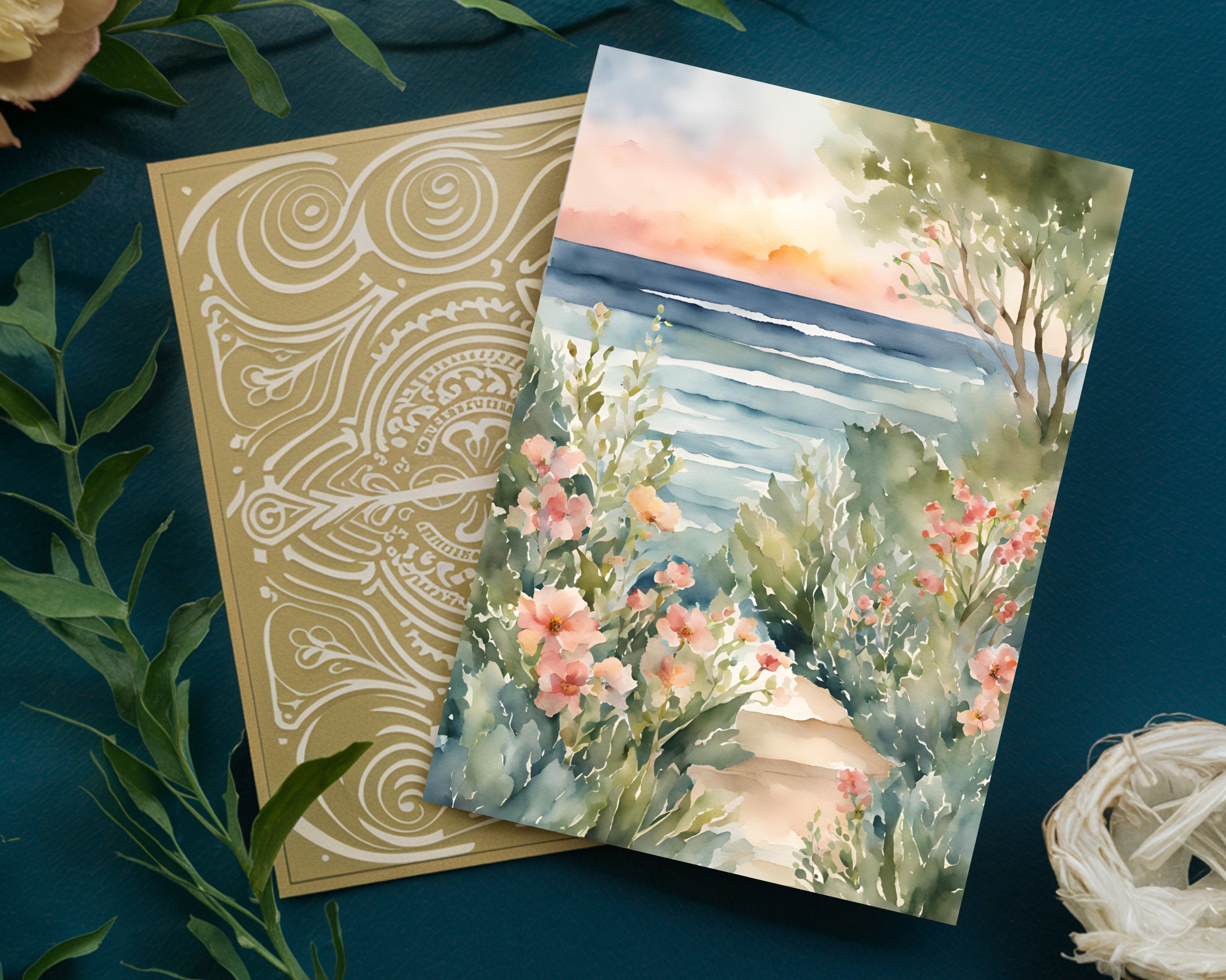 Coastal Beach Card for Any Occasion, 5x7 Printable Blank Greeting Card ...