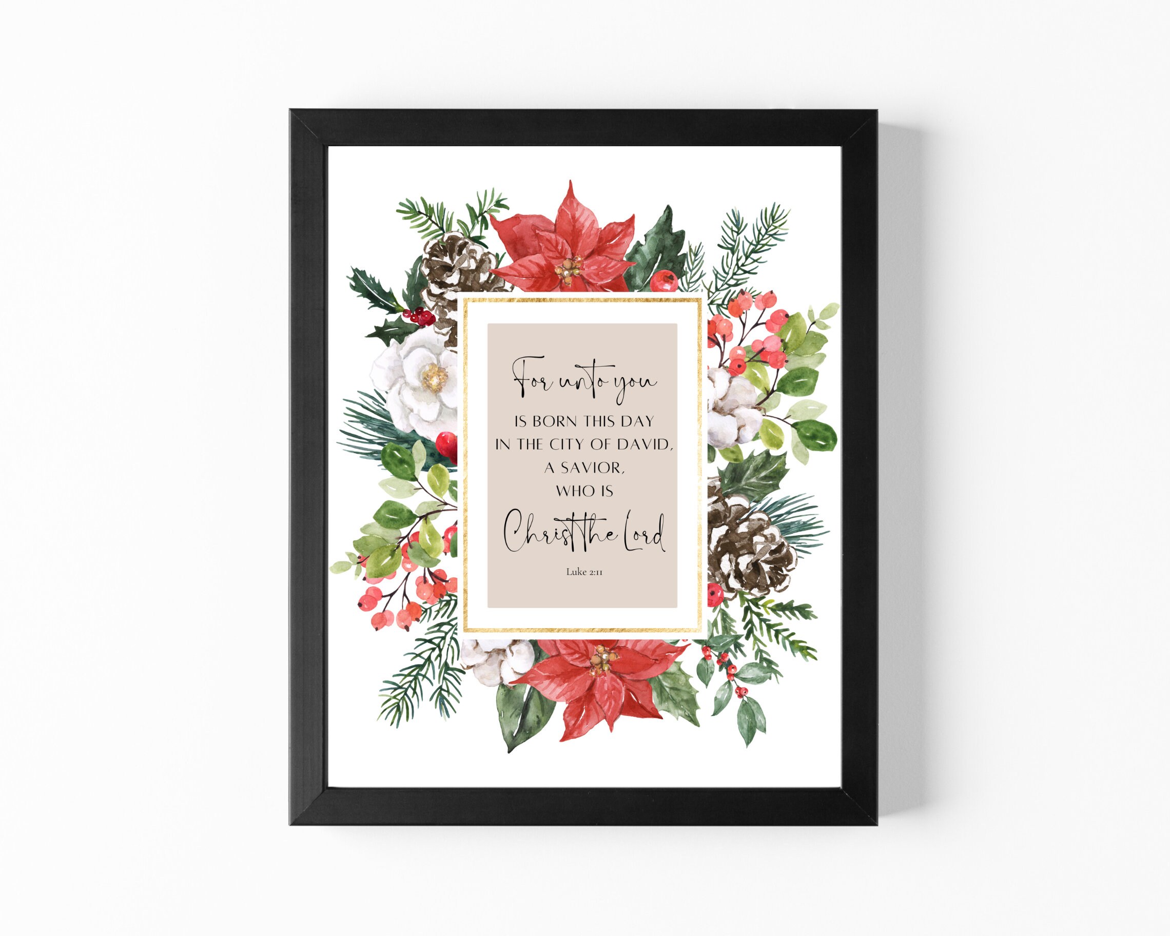 Luke 2:11 Christmas Bible Verse Printable Wall Art, Holiday Scripture ...