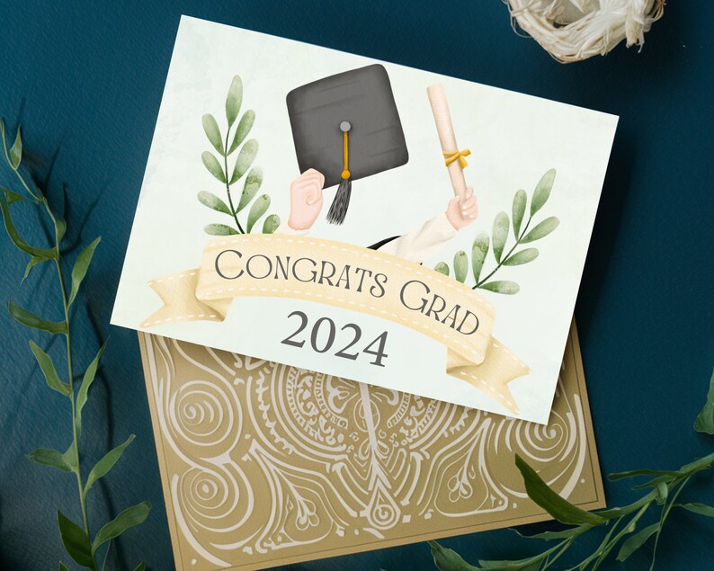 2024 Graduation Day Card, 5x7 Printable Blank Greeting Card for Class ...