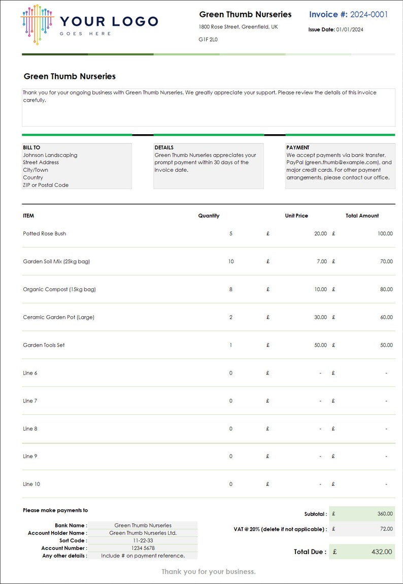 Easy-to-use Professional Invoice Template for Small Businesses ...