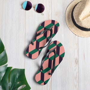 Flip-flops, Cute, Colours, Fun, Summer, Green, Pink, Black - Etsy