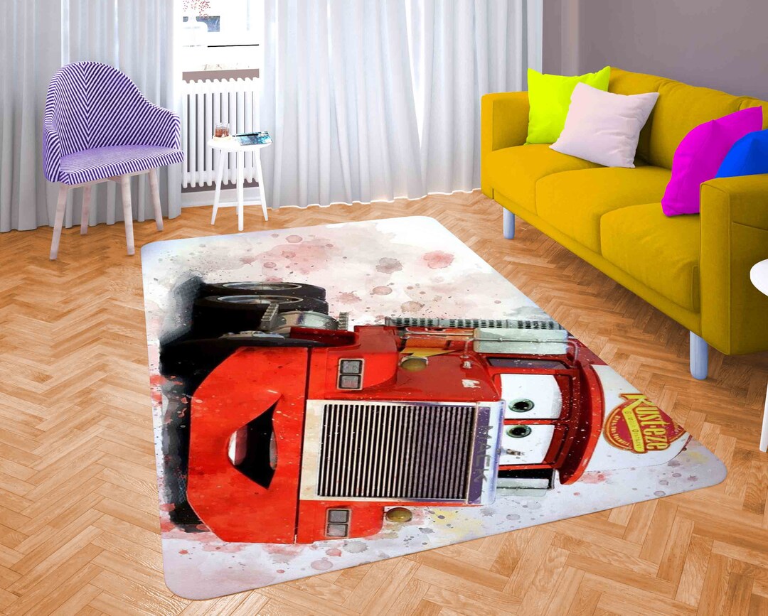 Red Cartoon Lightning Mcqueen Rugs Living Room Home Decor - Etsy