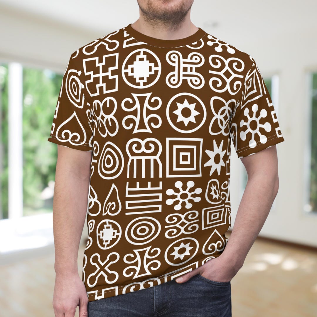 Adinkra Pattern Unisex Tee, African Symbol Wisdom Strength Unity, T-shirt for Men Women ...