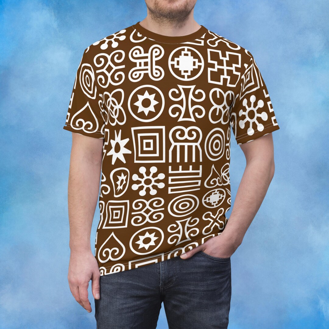 African Adinkra Pattern Brown, White, Unisex Cut & Sew Tee AOP - Etsy UK