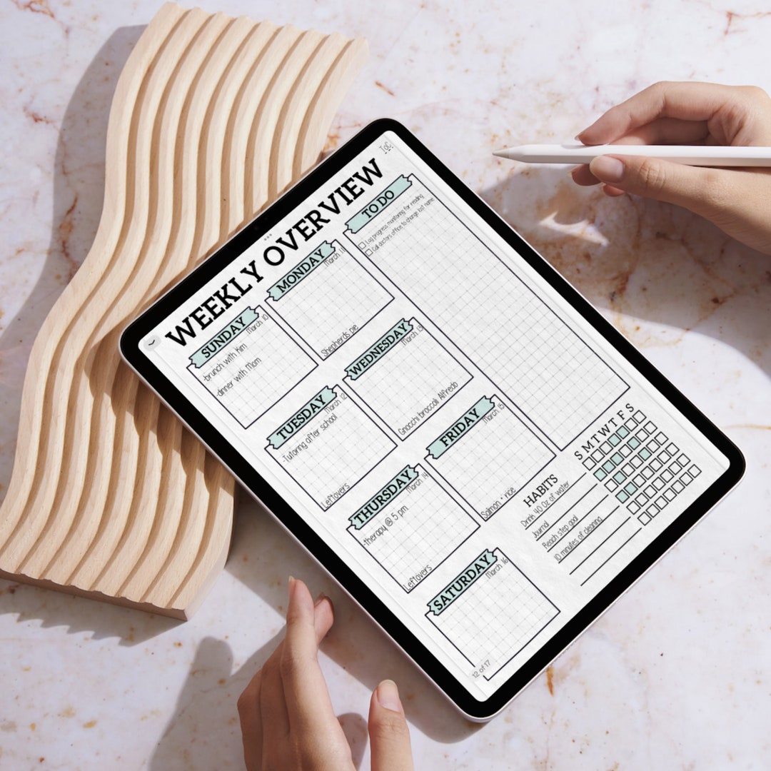 Simple Digital Planner - Weekly Overview - Etsy