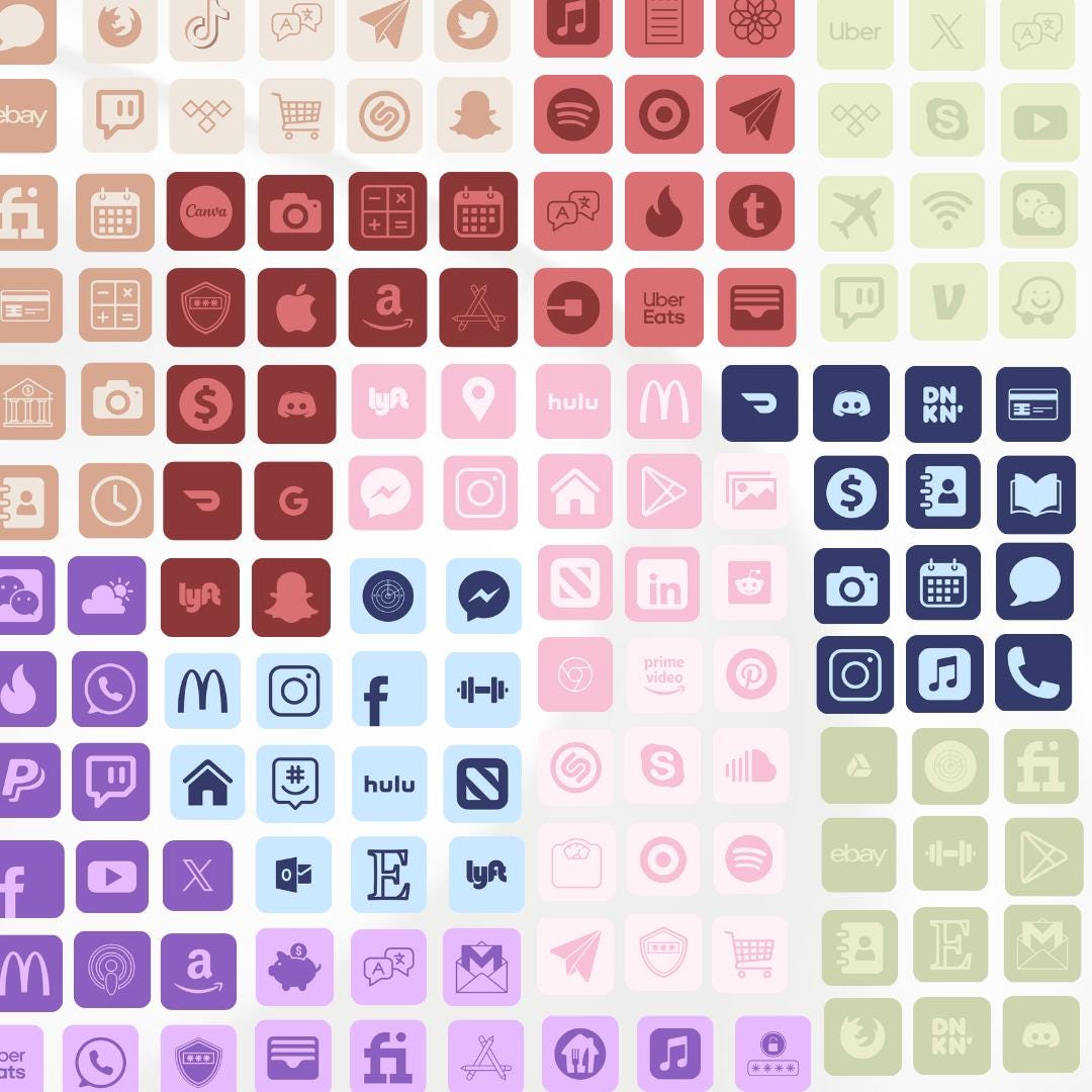 1000+ iPhone App Icons | Multiple Color Schemes | Aesthetic Icon Pack ...