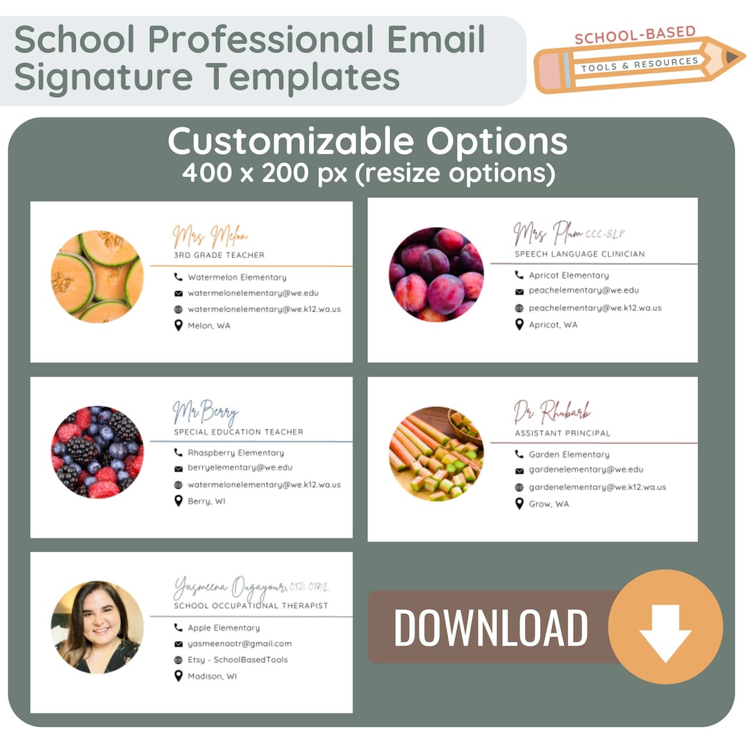 Email Signature Templates School Professionals/teachers/principals - Etsy