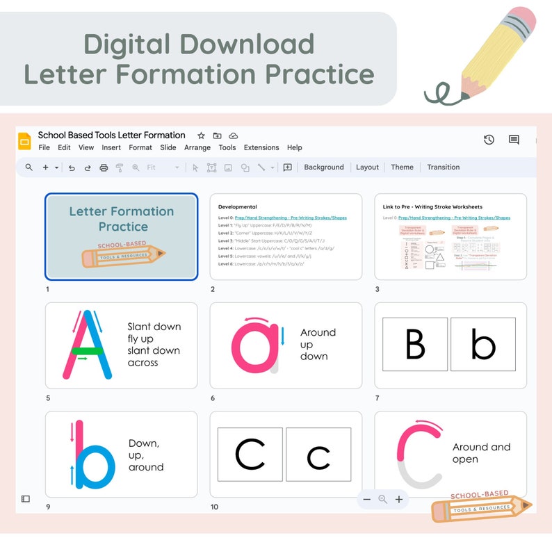 Handwriting Practice: Digital Download Letter Formation Practice Google ...