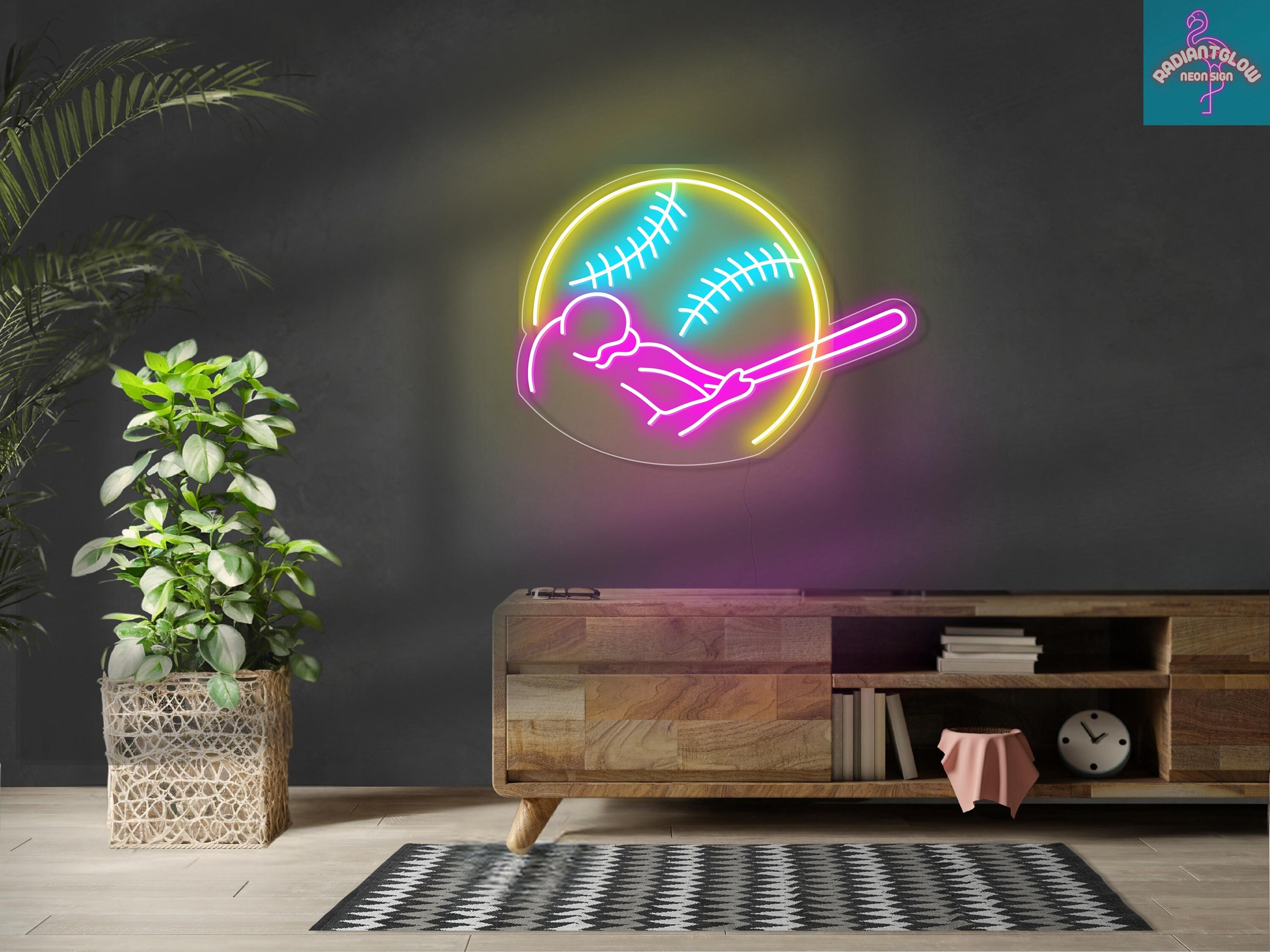 Baseball Neon Sign Bedroom Neon Sign Baseball Custom Led - Etsy