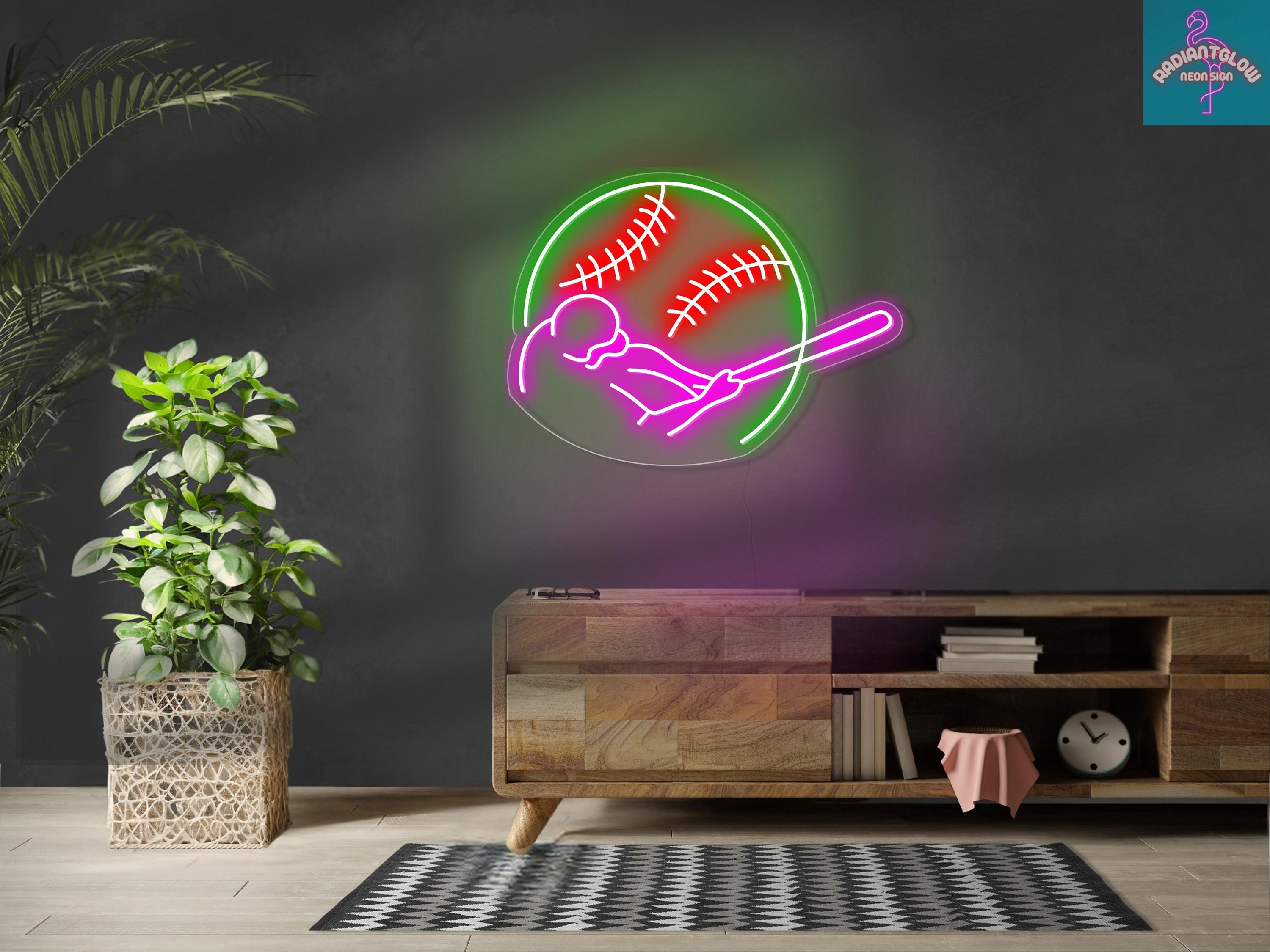 Baseball Neon Sign Bedroom Neon Sign Baseball Custom Led - Etsy
