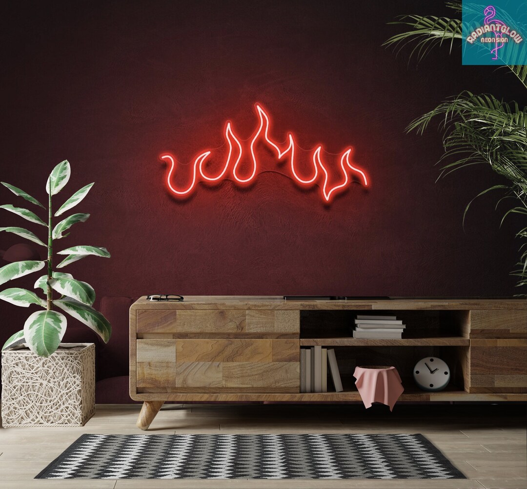 Fire Neon Sign Burning Flame Neon Led Light Aesthetic Neon - Etsy