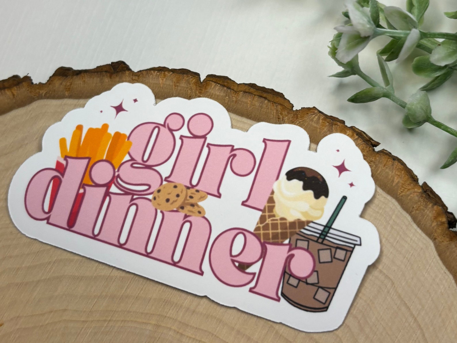 Girl Dinner Sticker | Funny Decal for Her | Kindle Accessories | Water ...