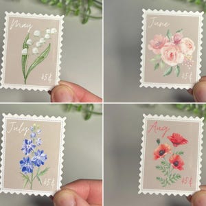 Birth Flower Stamp Sticker | Birth Month Sticker | Birthday Gift ...