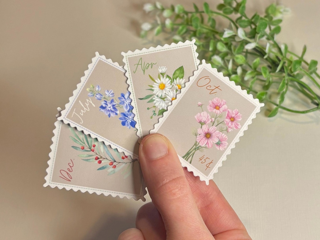 Birth Flower Stamp Sticker | Birth Month Sticker | Birthday Gift ...