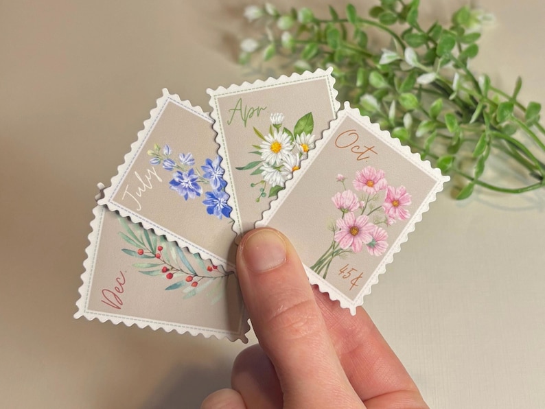 Birth Flower Stamp Sticker | Birth Month Sticker | Birthday Gift ...