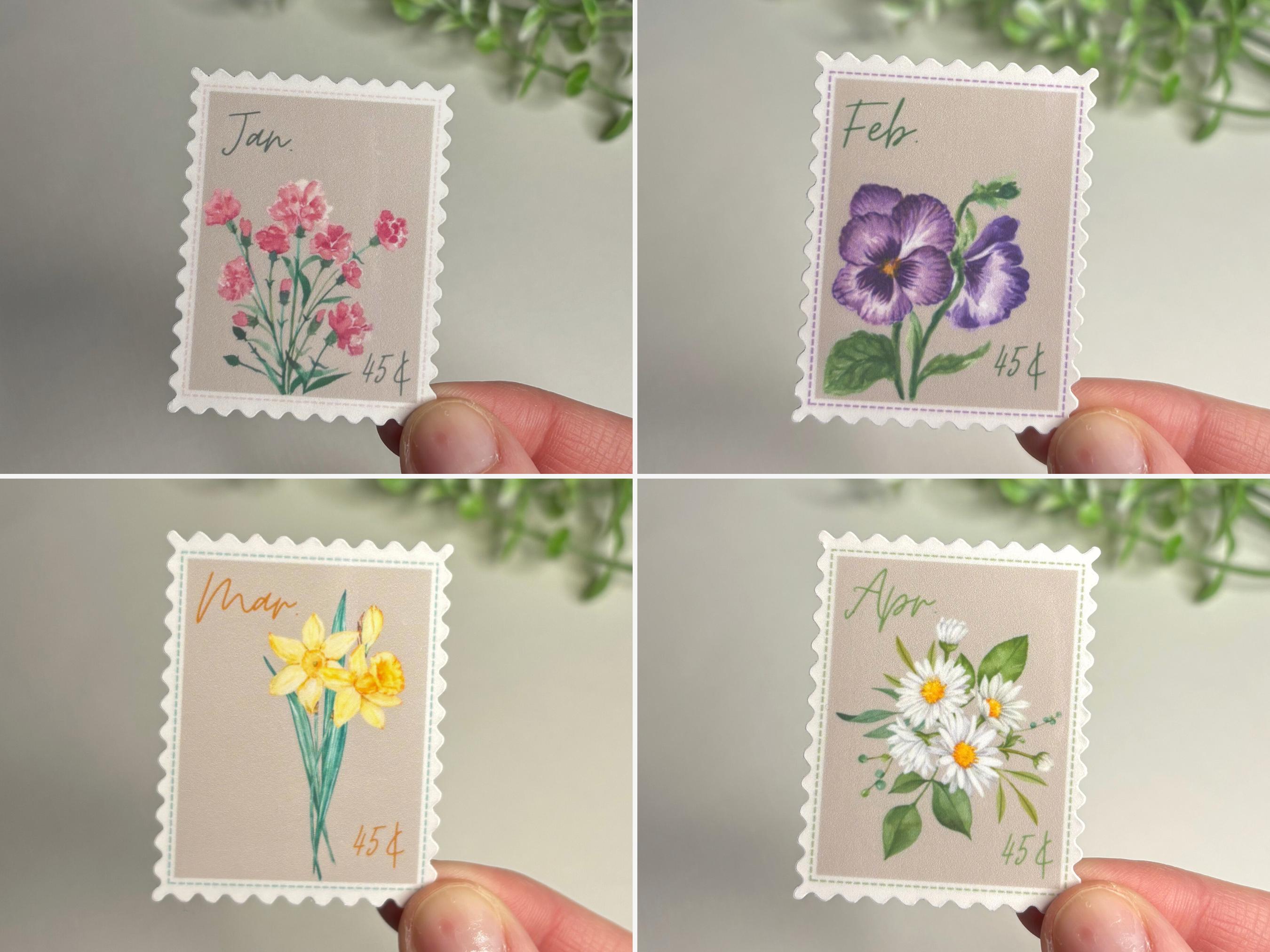 Birth Flower Stamp Sticker | Birth Month Sticker | Birthday Gift ...