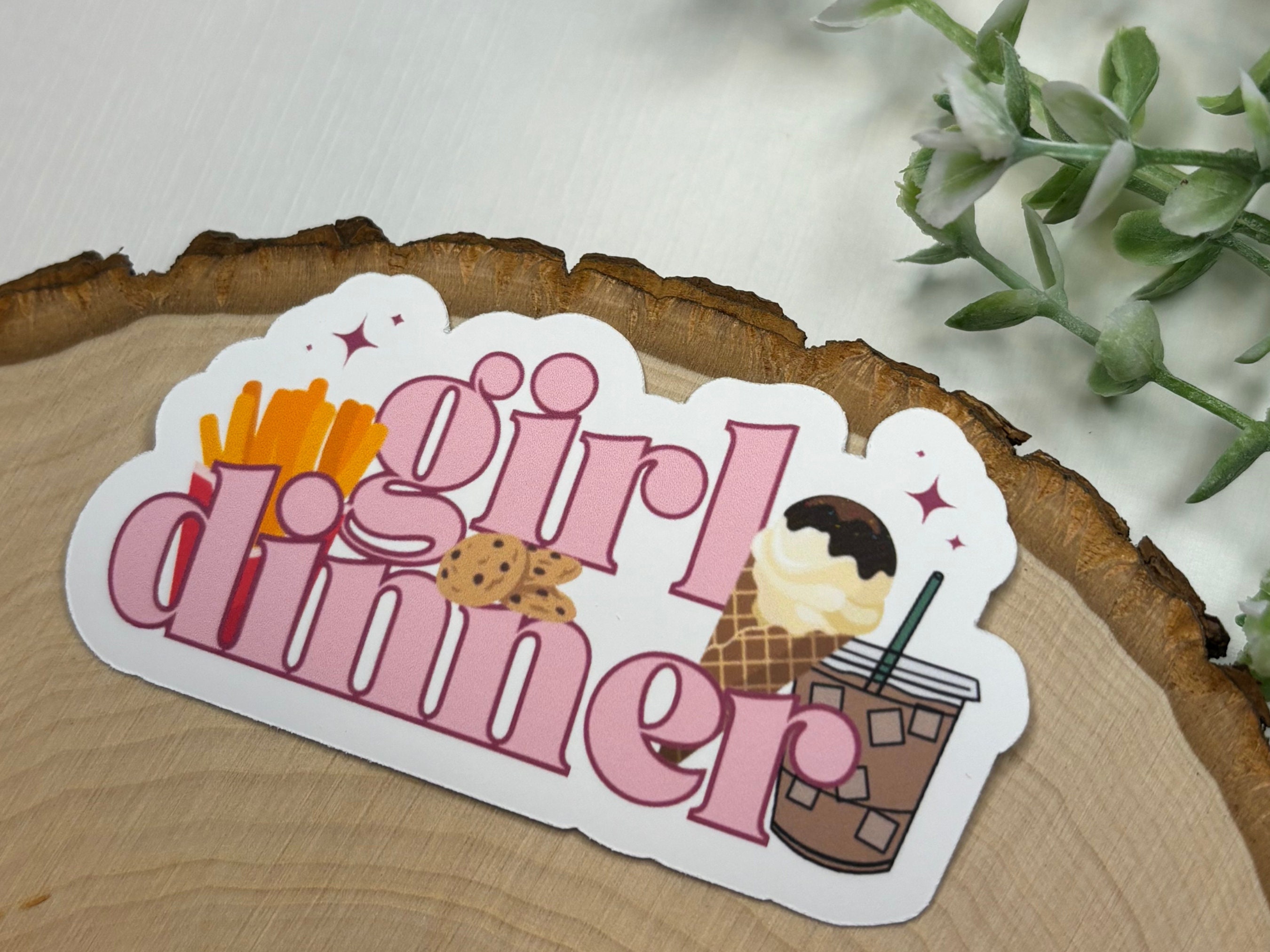 Girl Dinner Sticker | Funny Decal for Her | Kindle Accessories | Water ...
