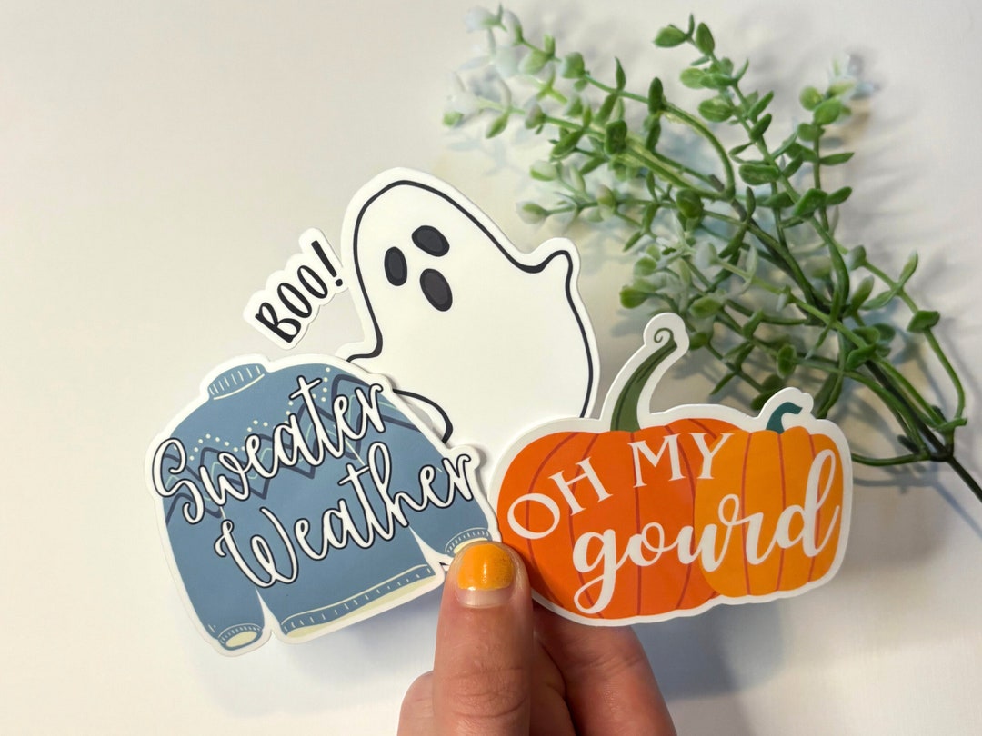 Fall Sticker Pack – Cute Halloween Vinyl Stickers, Ghost & Pumpkin ...