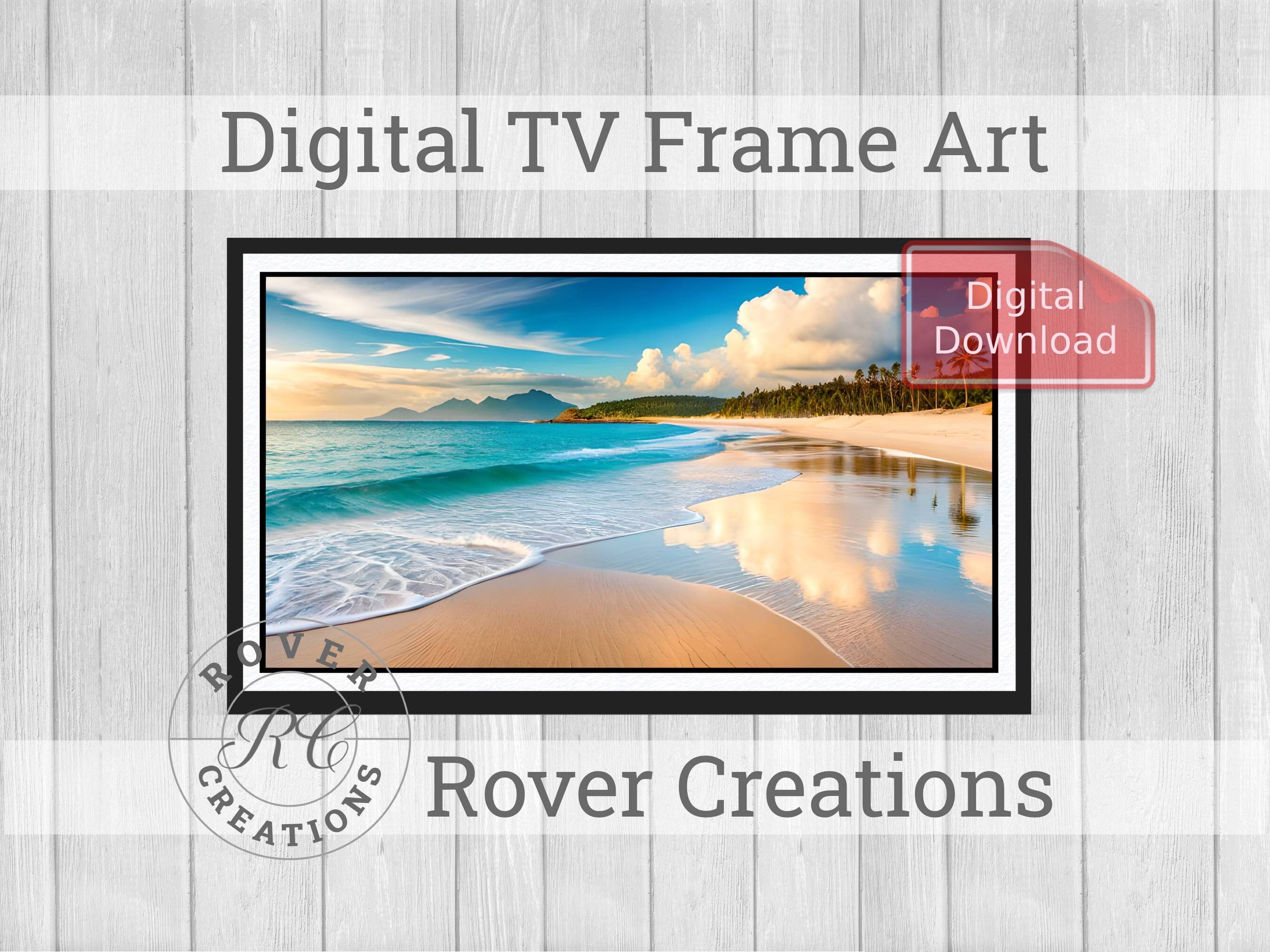 The Frame Summer TV Art, Watercolor Beach TV Frame Art, Coastal TV ...