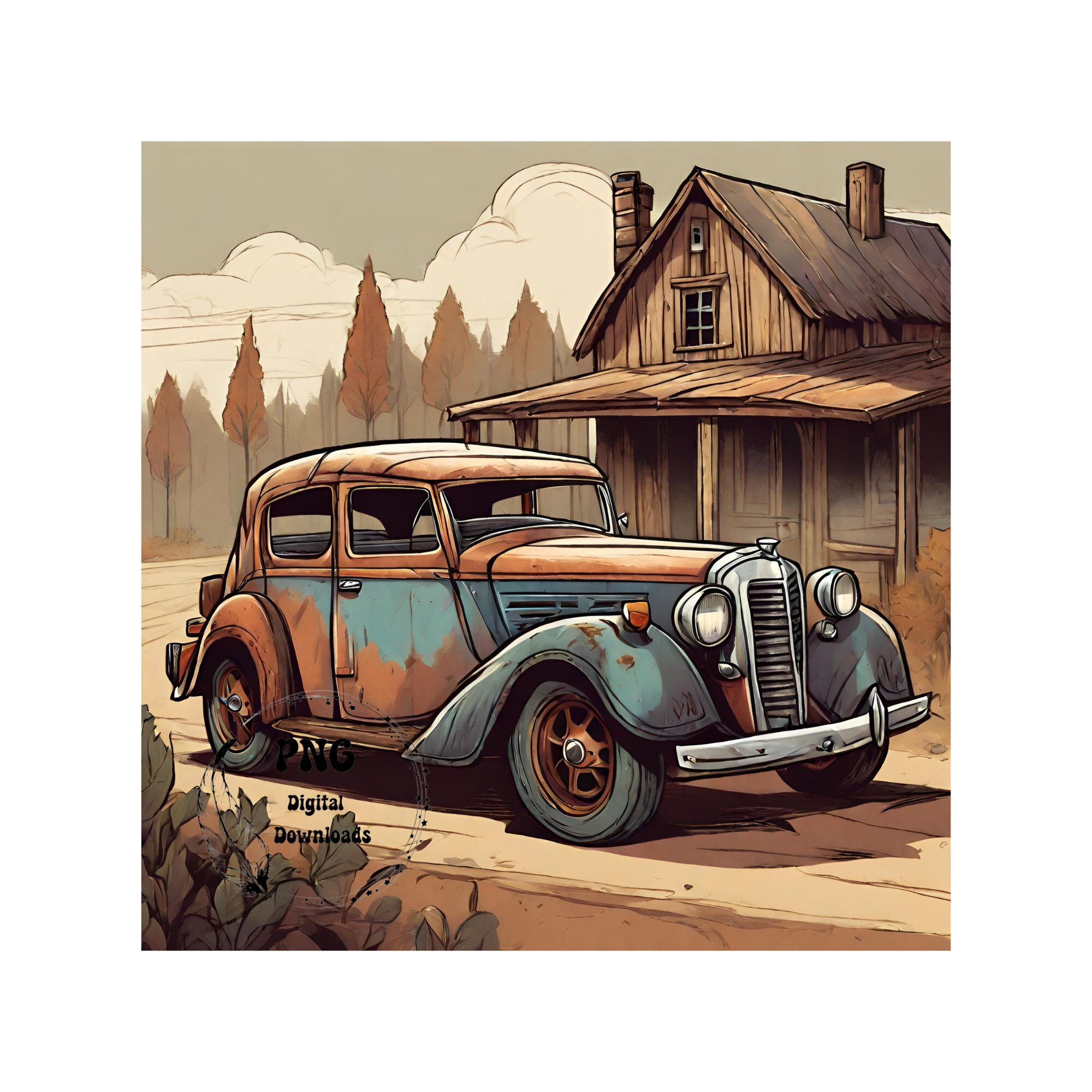 7 Rustic Cars Bundle, PNG, Sublimation, Tshirts, Mugs, Tote Bags ...