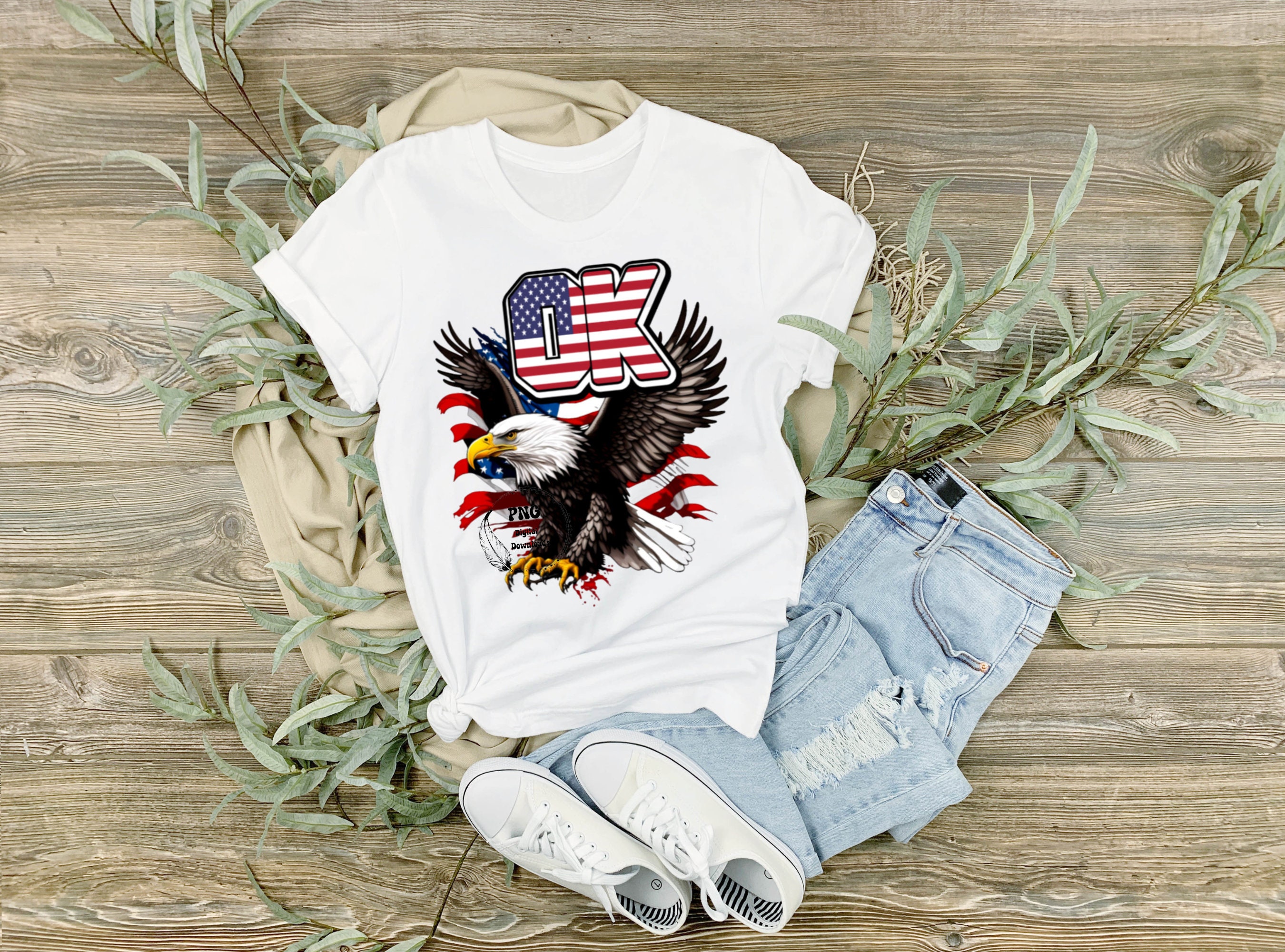 Patriotic OK Eagle, PNG, Sublimation, Tshirts, Mugs, Tote Bags, Instant ...