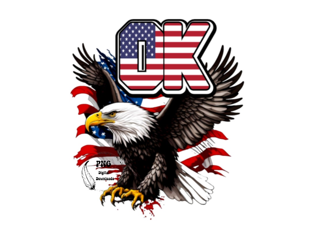 Patriotic OK Eagle, PNG, Sublimation, Tshirts, Mugs, Tote Bags, Instant ...