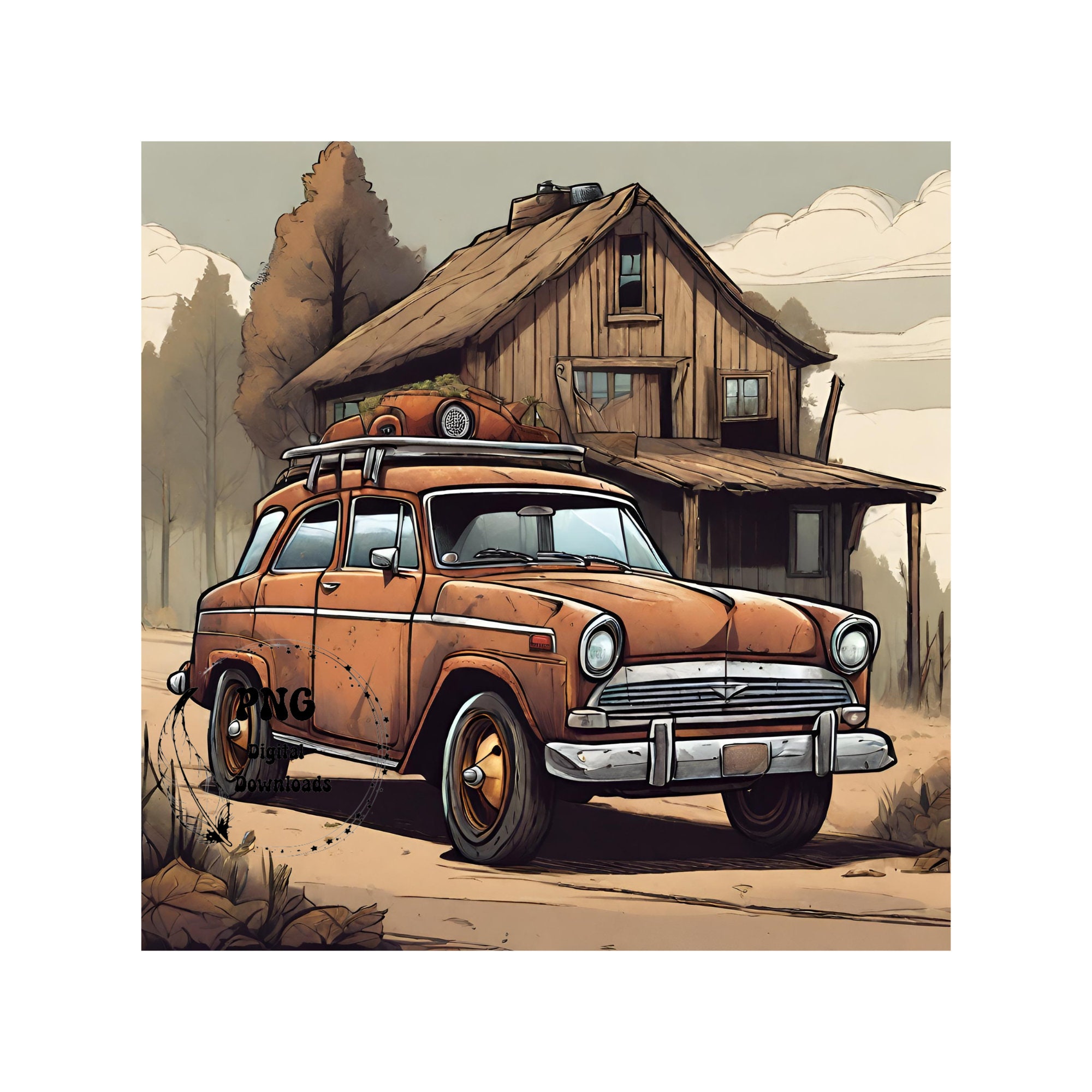 7 Rustic Cars Bundle, PNG, Sublimation, Tshirts, Mugs, Tote Bags ...