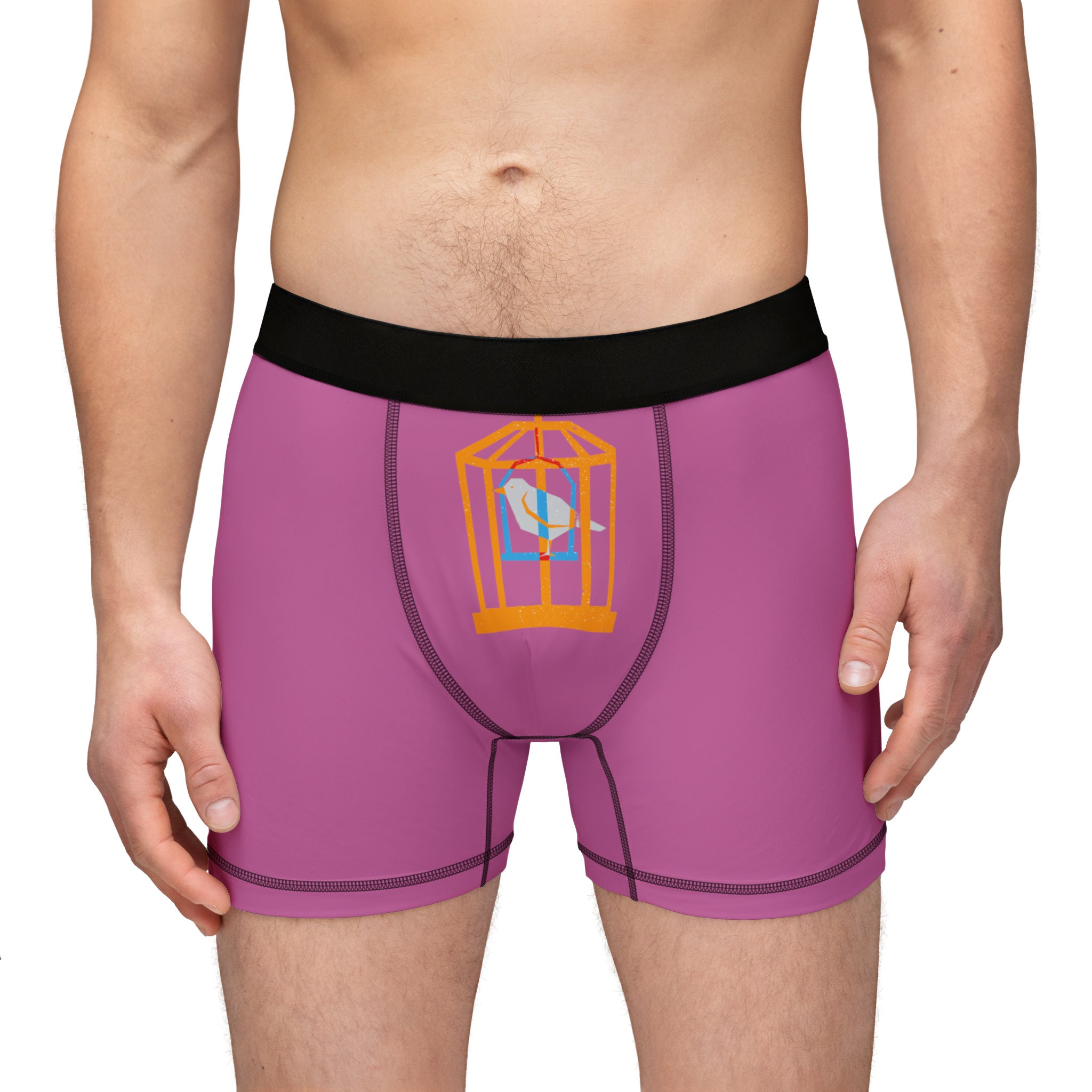 Light Pink Boxer With Golden Cage Locked Bird, Perfect for Lockdown ...
