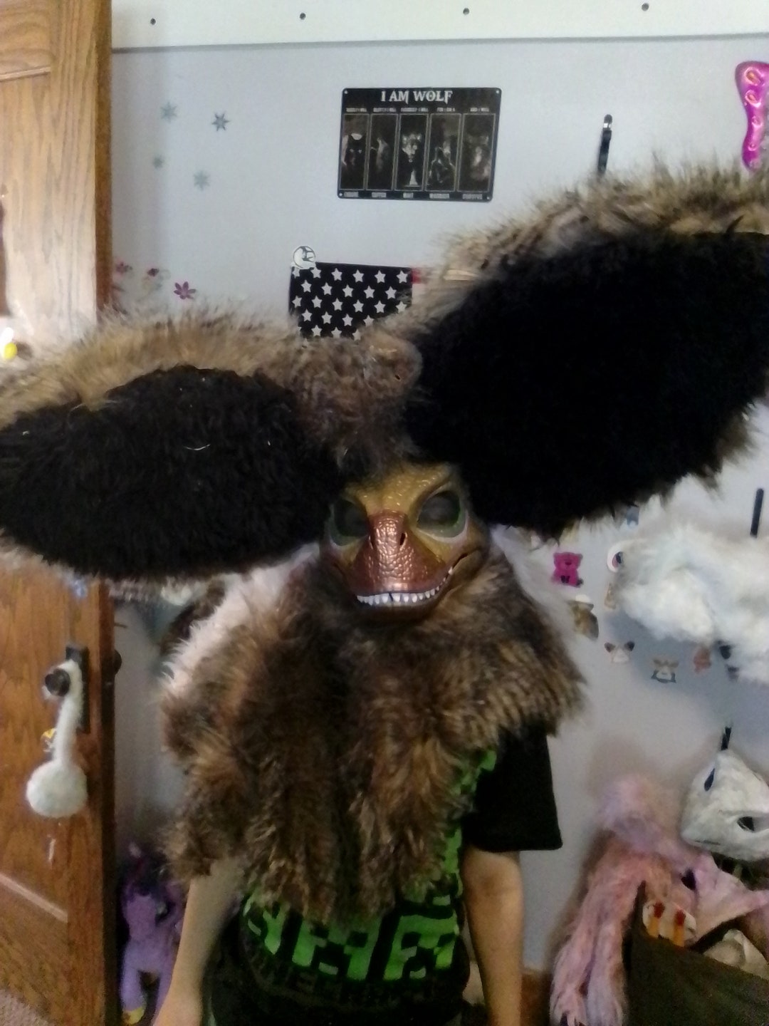 Raptor Dino Mask Painted, Furred, With Huge Ears - Etsy