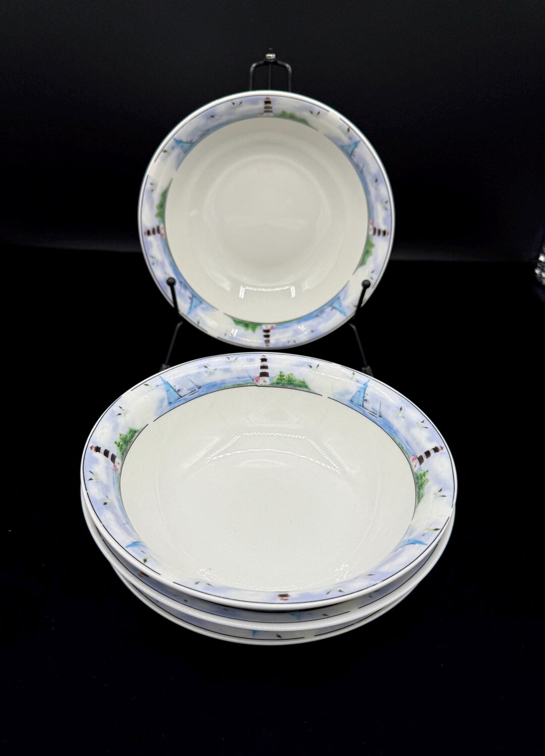 Thompson Pottery Lighthouse Bowls, Set of 4 – Coastal Kitchen Decor - Etsy
