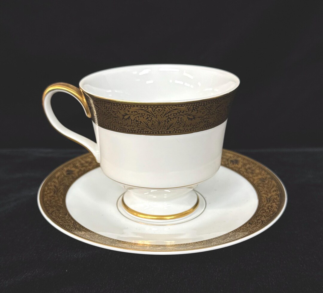 Sango Hampton Black and Gold Cup and Saucer Set of 4 - Etsy