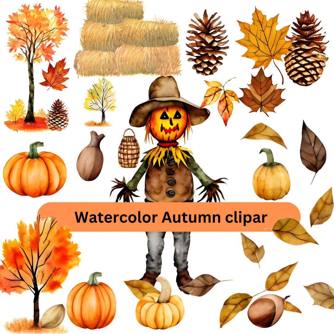 Watercolor Autumn Clip Art, OVER 4O DIFFERENT DESIGNS - Etsy
