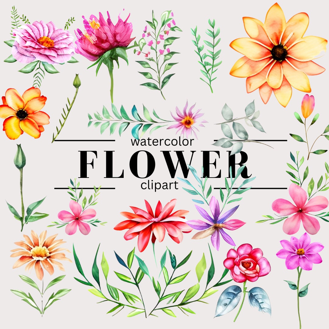 Watercolor Flower Clipart, OVER 30 DIFFERENT DESIGNS! - Etsy