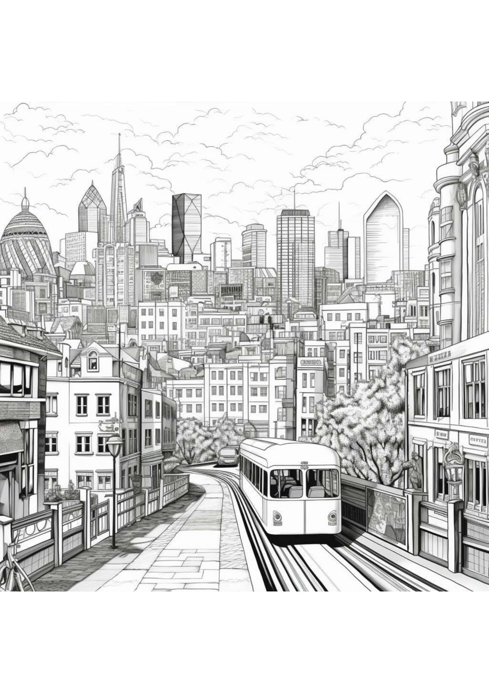 29 Drawings of Cities, Towns & Villages for Coloring, Painting or ...