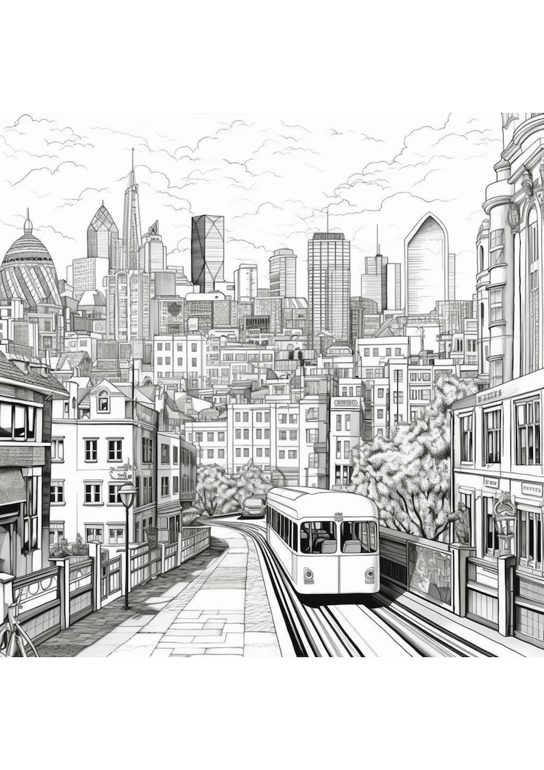 29 Drawings of Cities, Towns & Villages for Coloring, Painting or ...