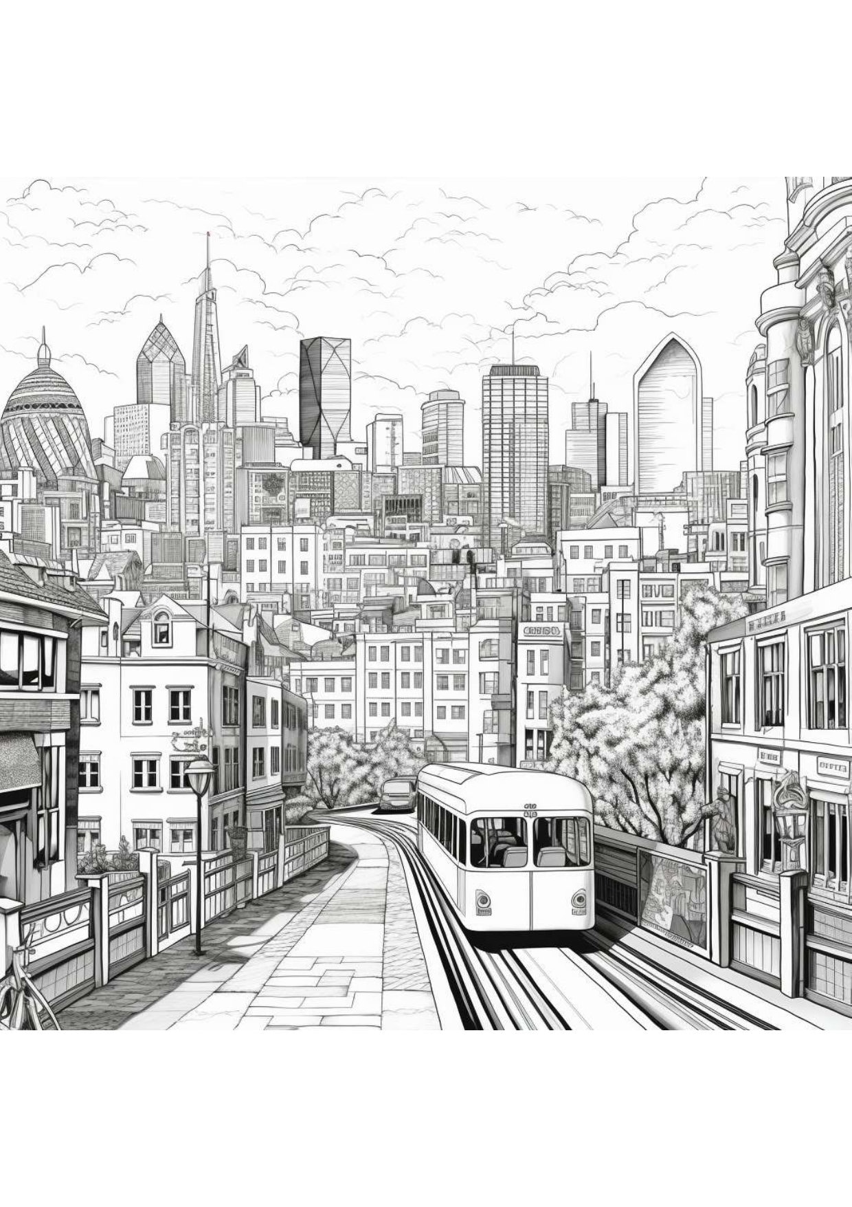 29 Drawings of Cities, Towns & Villages for Coloring, Painting or ...