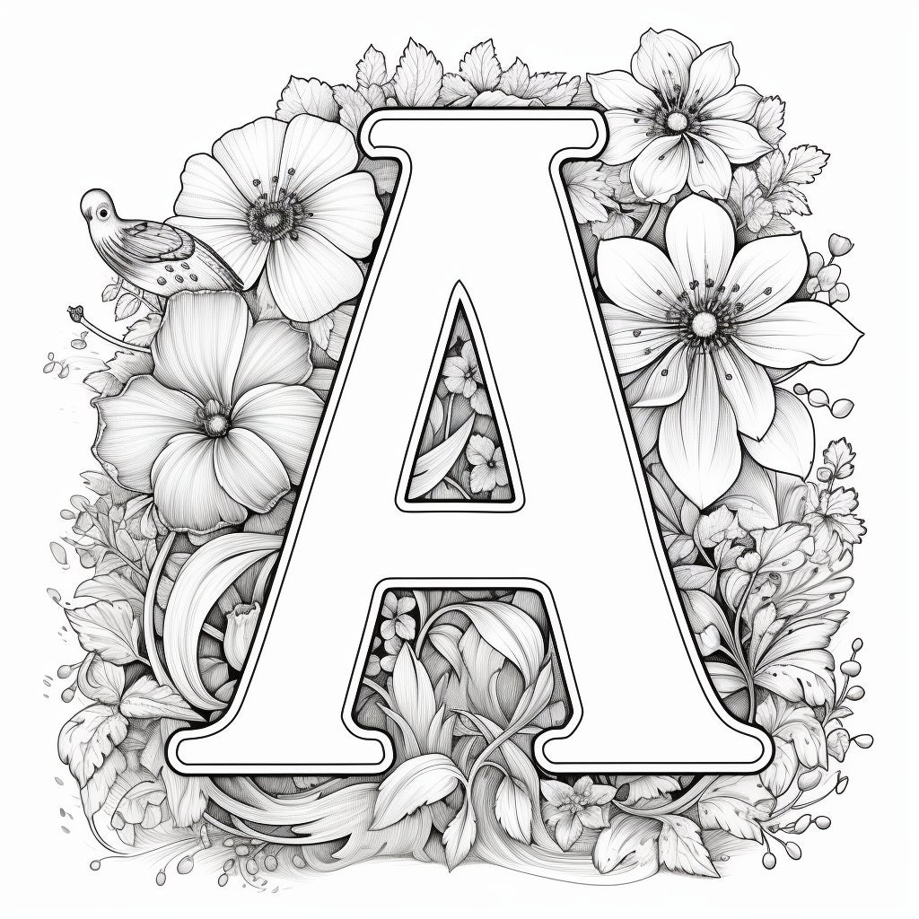 Alphabet Colouring Pages - Etsy