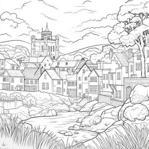 29 Drawings of Cities, Towns & Villages for Coloring, Painting or ...