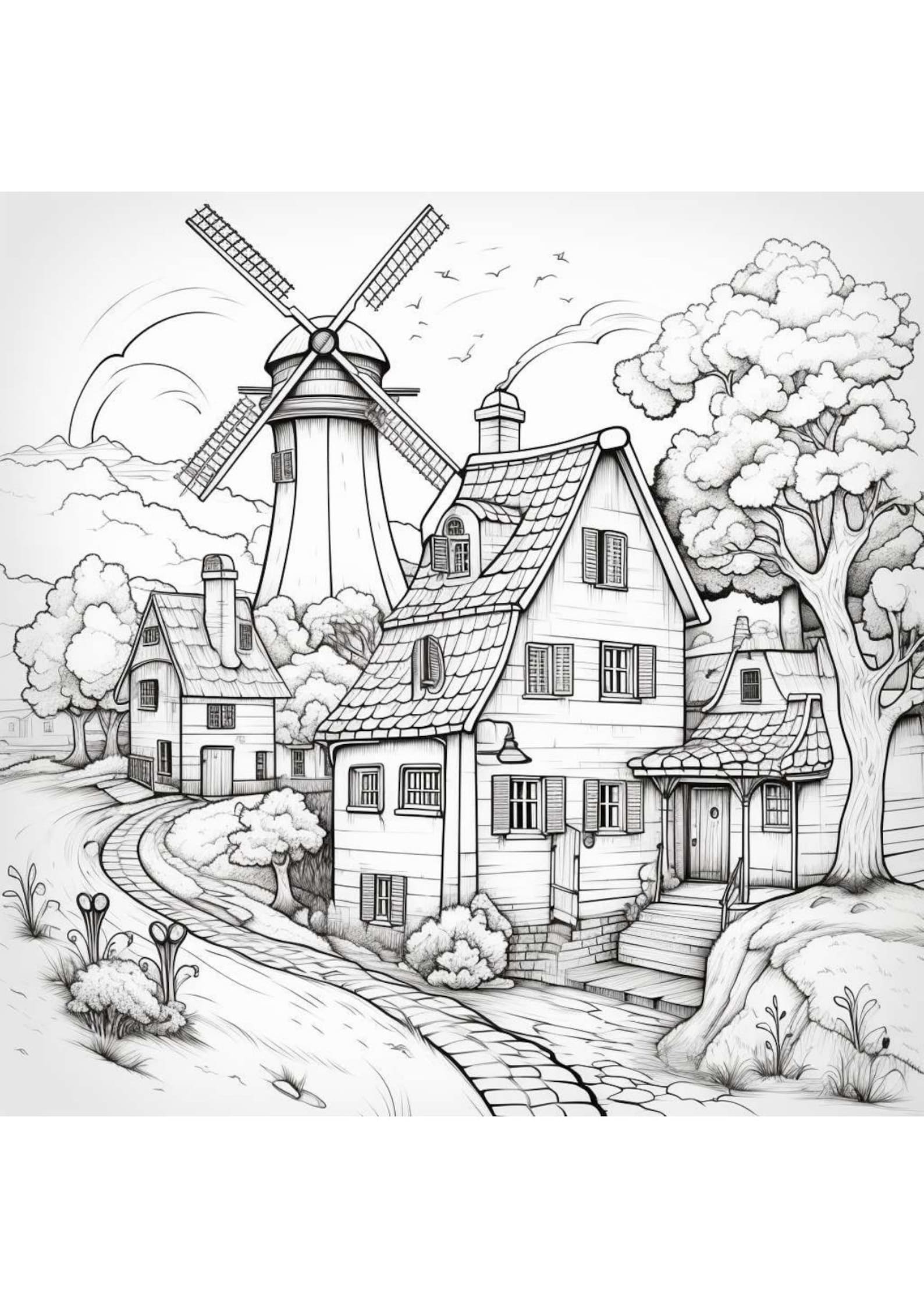 29 Drawings of Cities, Towns & Villages for Coloring, Painting or ...