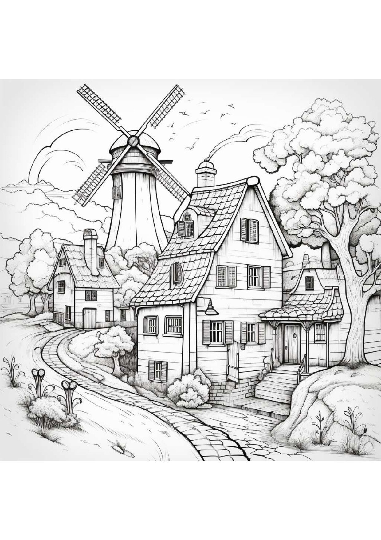 29 Drawings of Cities, Towns & Villages for Coloring, Painting or ...