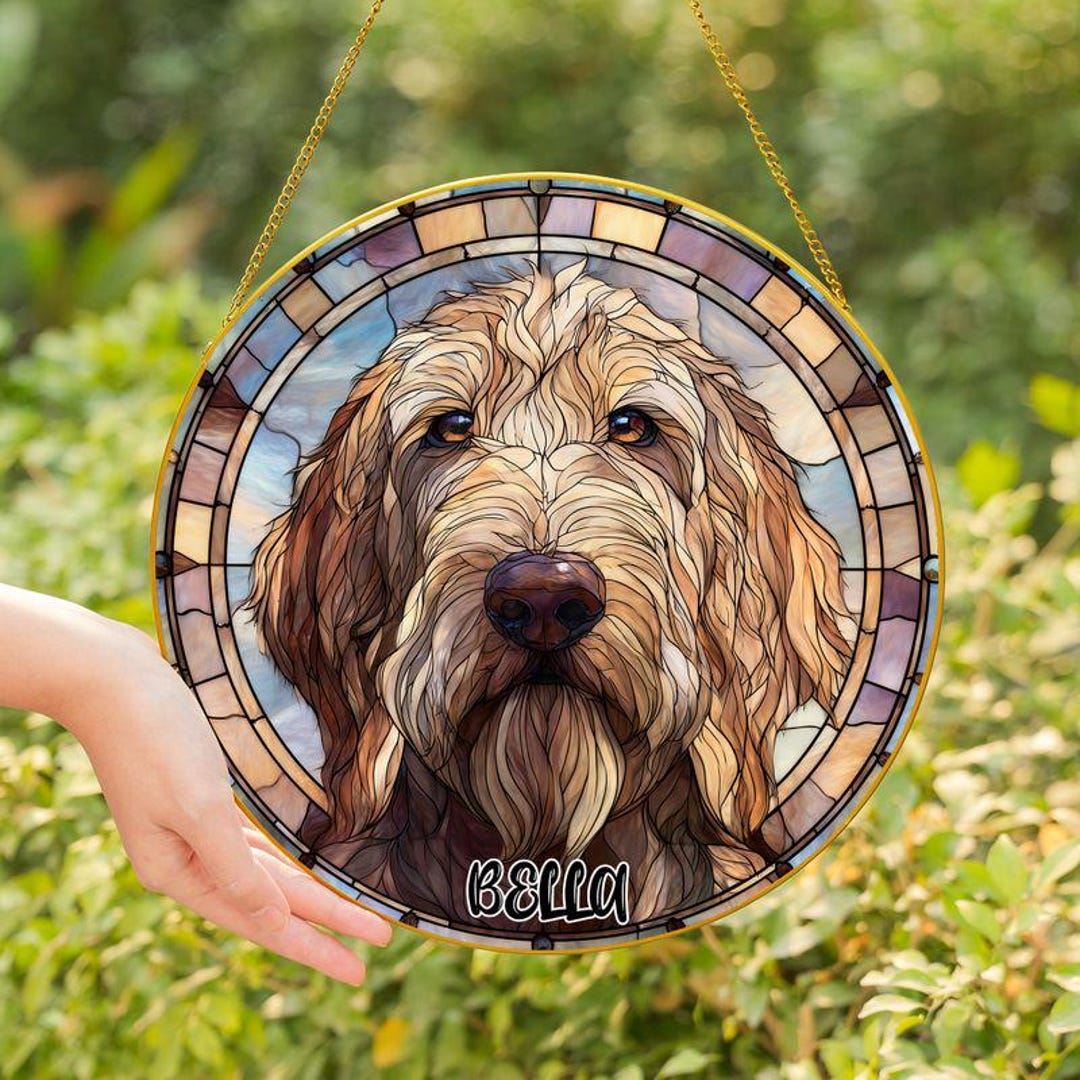 Personalized Pit Bull Dog Stained Glass Window Suncatcher, Pet Gotcha ...