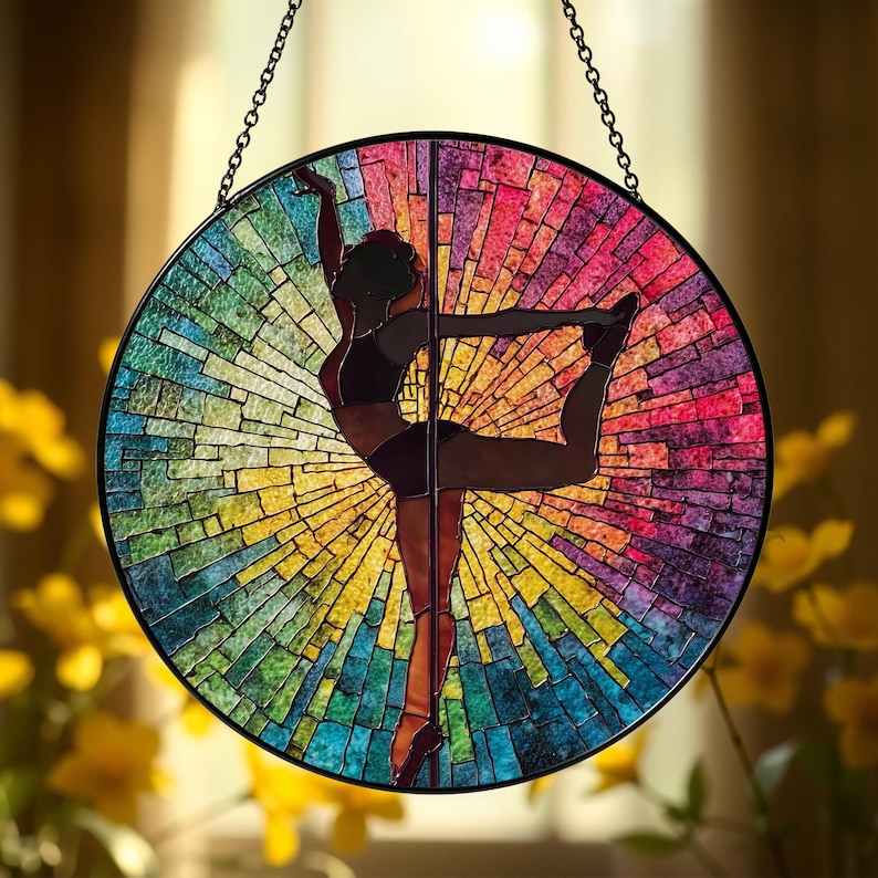 Pole Dance Stained Glass Window Suncatcher – Unique Dancer Glass Sun ...