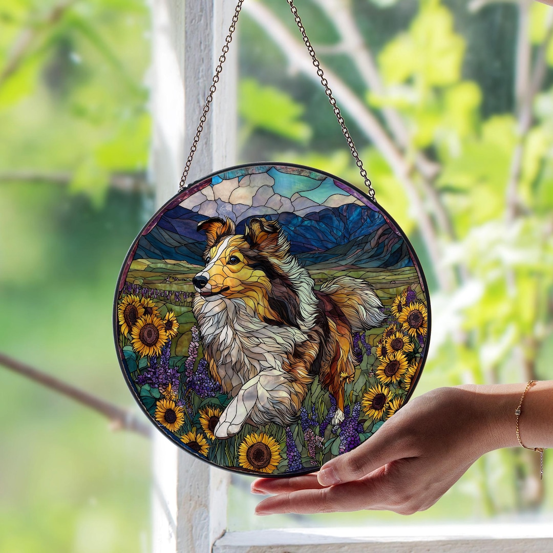 Sheltie Stained Glass Window Suncatcher – Beautiful Dog Art Panel ...