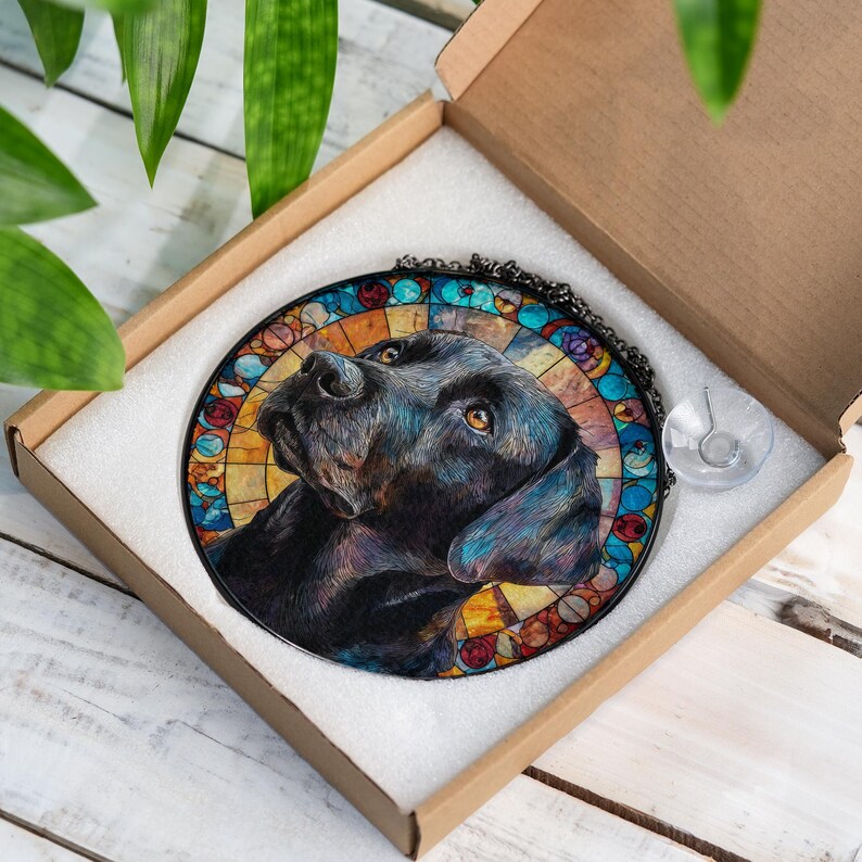 Black Labrador Stained Glass Window Suncatcher | Dog Lover Gift | Pet ...
