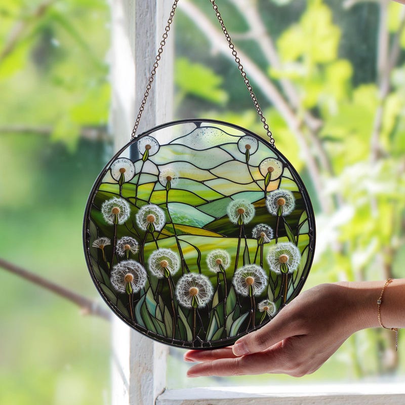 Dandelion Glass Panel - Etsy
