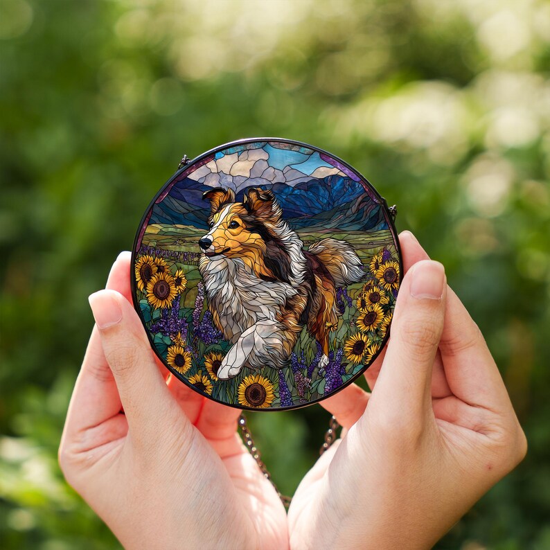 Sheltie Stained Glass Window Suncatcher – Beautiful Dog Art Panel ...