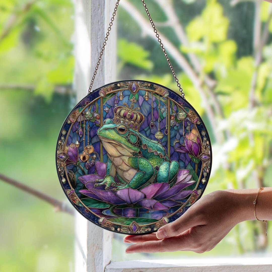 Mardi Gras Frog Stained Glass Window Suncatcher, Festive Carnival Decor ...