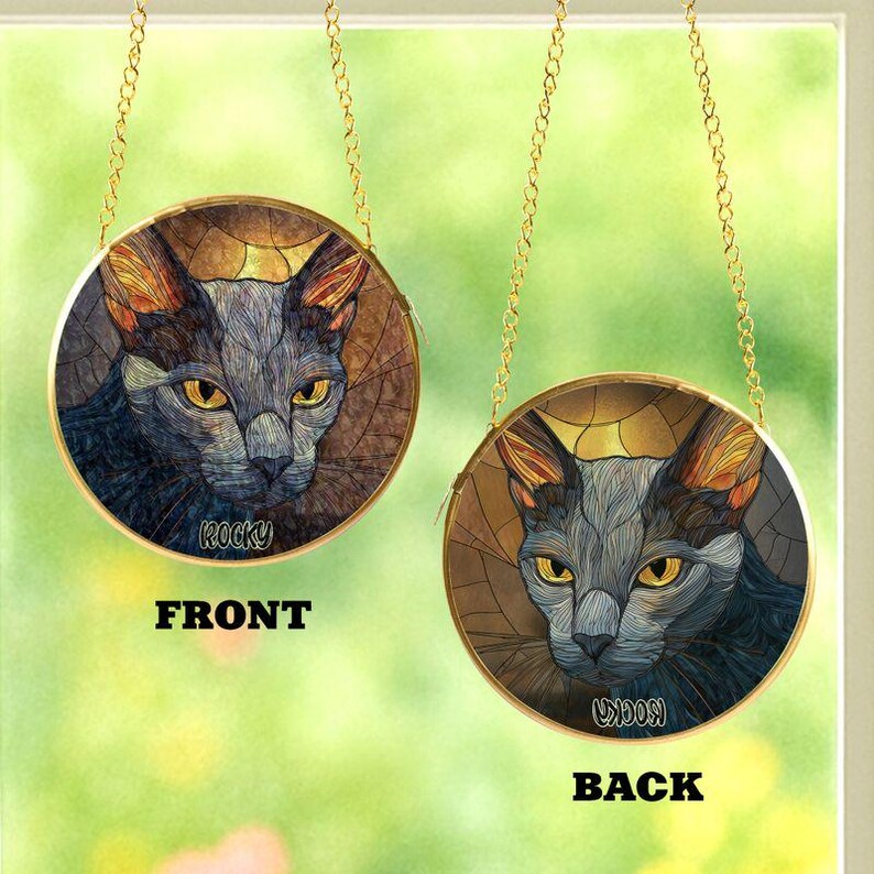 Personalized Korat Cat Stained Glass Window Suncatcher, Golden Frame ...